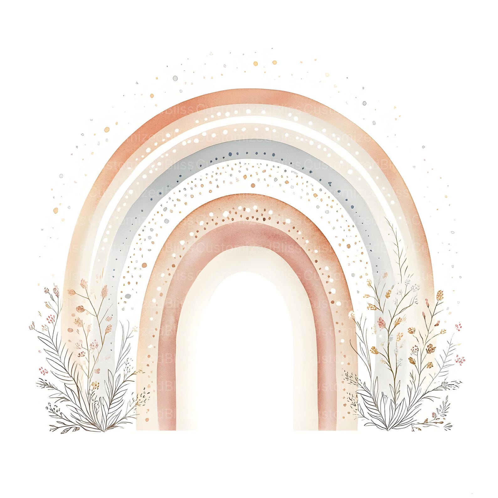 20 Pastel Boho Rainbows Clipart, Boho Clipart, High Quality Jpgs ...