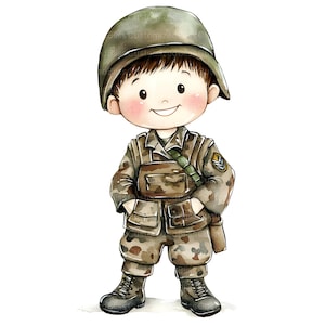 16 Cute Soldier Boy Clipart, Military Kid Clipart, Little Army Children ...