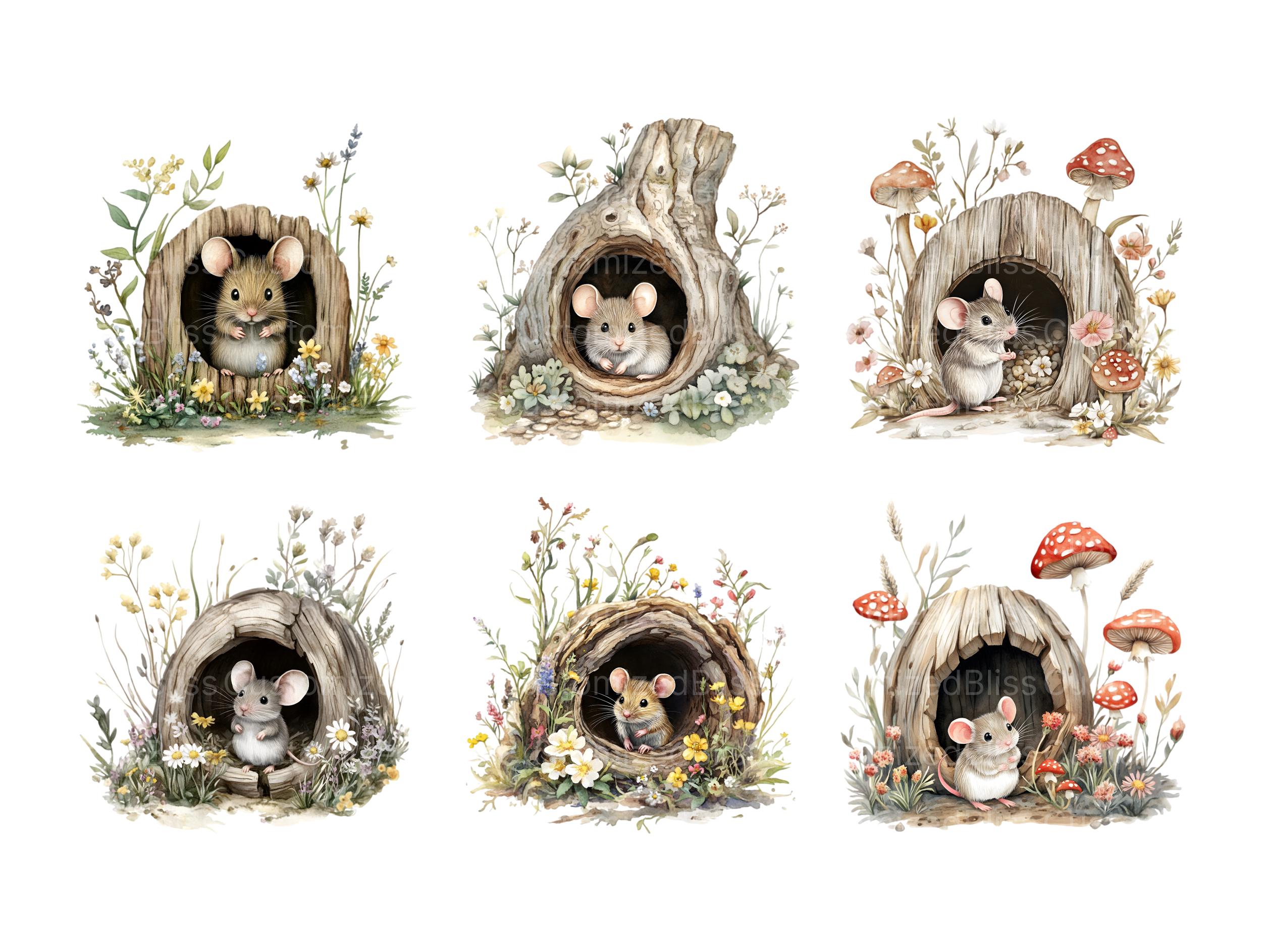 Mouse House Den Clipart Bundle, 30 High-quality PNG, Mouse PNG, Craft ...