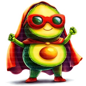 15 Cute Avocado Clipart Bundle, Superhero Avocado, Avocado Clip Art ...