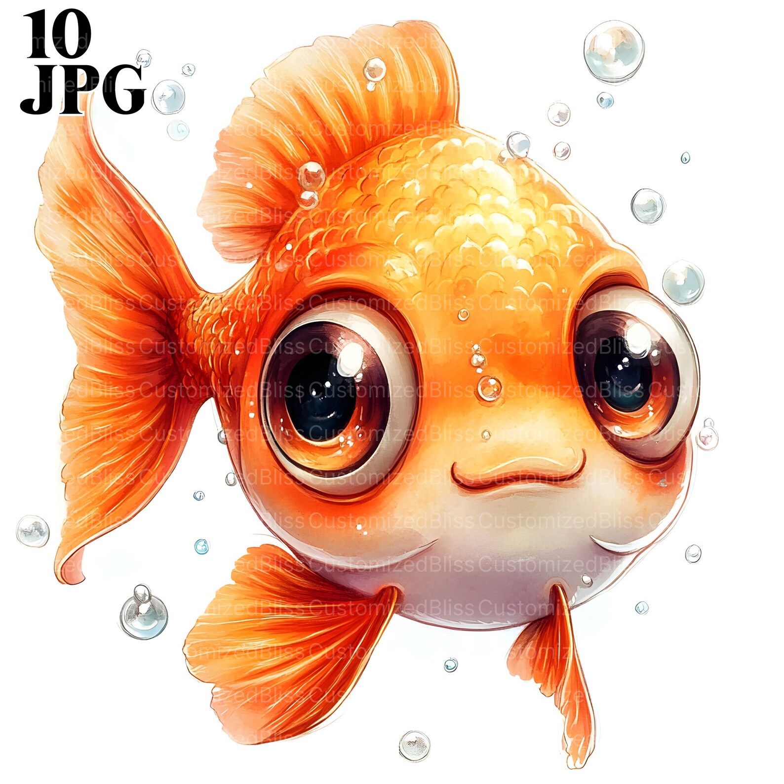 10 Cartoon Goldfish Clipart, Fish Clipart Bundle, Goldfish Clip Art ...