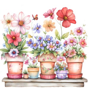 20 Cute Whimsical Flower Clipart, Row of Flowers Clipart, High Quality ...