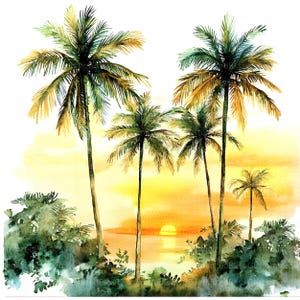 20 Beach Palm Trees Clipart, Tropical Summer Clipart, High Quality Jpgs ...