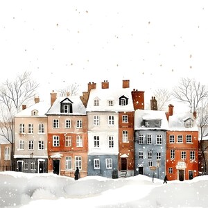 Row House in Winter Snow Clipart Bundle, 15 High Quality Jpgs, Craft ...