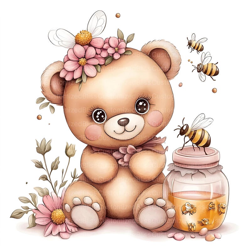 15 Bear With Honey Jars Clipart, Cute Bear, Bear Clipart, Honey Clipart ...