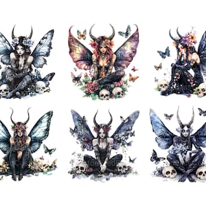 Dark Fairy Clipart Bundle, Fairy Graphics, Fantasy Graphics, Gothic PNG ...