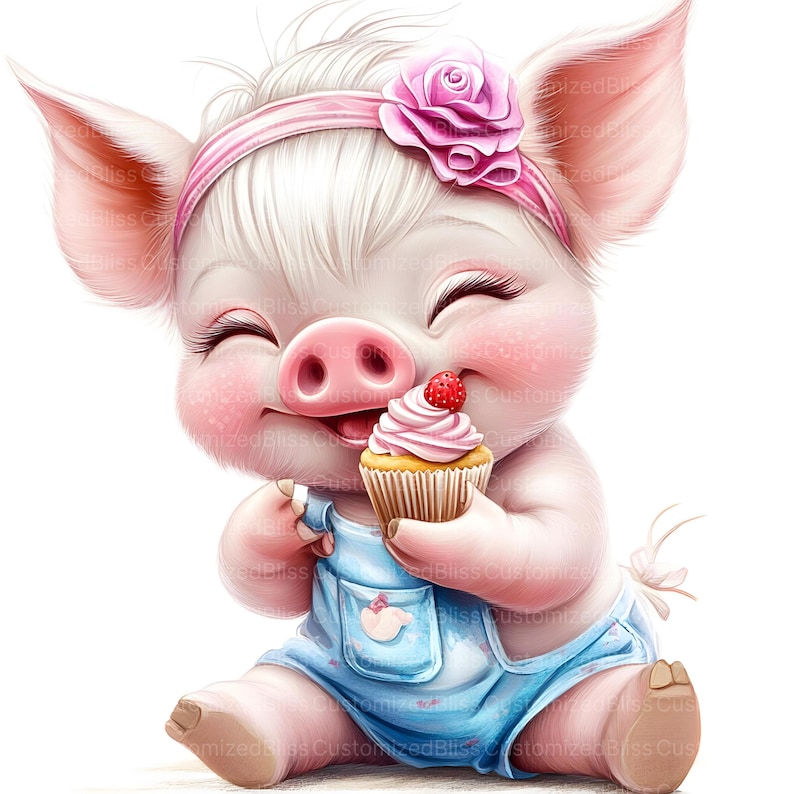 13 Pig Clip Art, Baby Piglet Winking, Girl Bandana, High Quality Jpgs ...