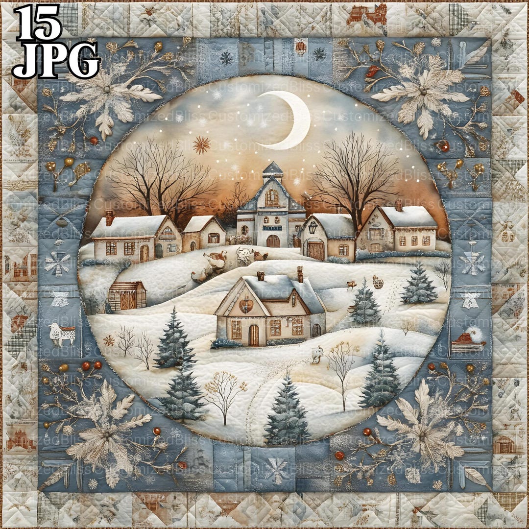 Winter Quilt Clip Art Bundle, 15 High Res Watercolor Jpgs for Junk ...