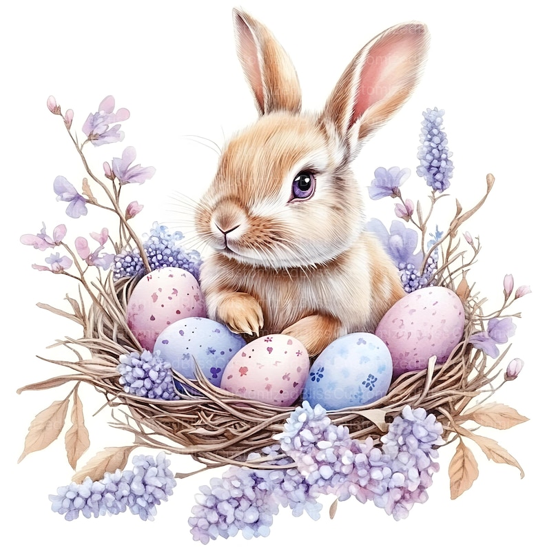 18 Easter Bunny Clipart Set 1, Rabbit Clipart, Easter Clipart, Cute ...