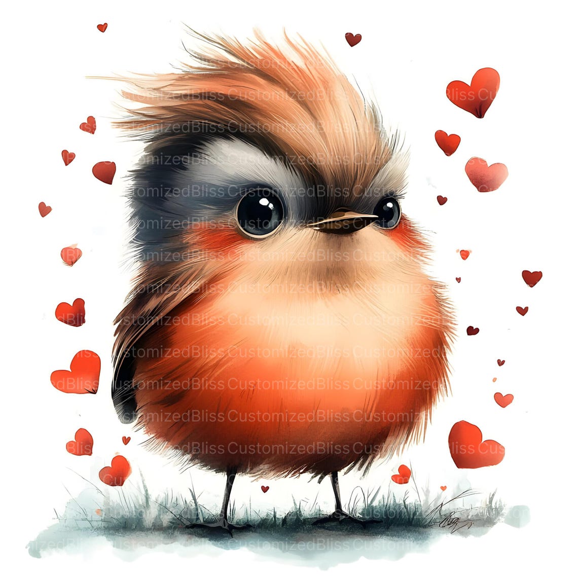 10 Valentine Robin Bird Clipart Bundle, Robin Clipart, Valentine ...