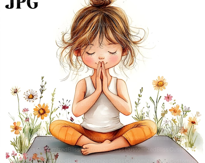 12 Whimsical Yoga Pose Clipart, Commercial Use, Cute Whimsical Yoga ...
