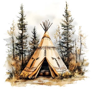 20 Native American Tent Clipart, Boho Clipart, High Quality Jpgs ...
