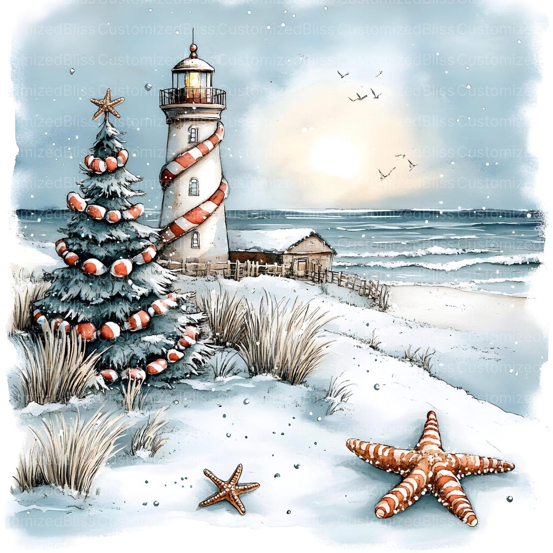 Christmas at the Beach Clipart Bundle, 19 High Quality Jpgs, Christmas ...