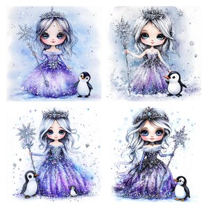 Winter Wonderland Princess Clipart, 12 High Quality Jpgs, Winter ...