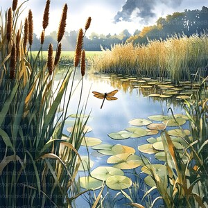 20 Cattails and Dragonflies Clip Art, Dragonfly Clipart, Cattails ...