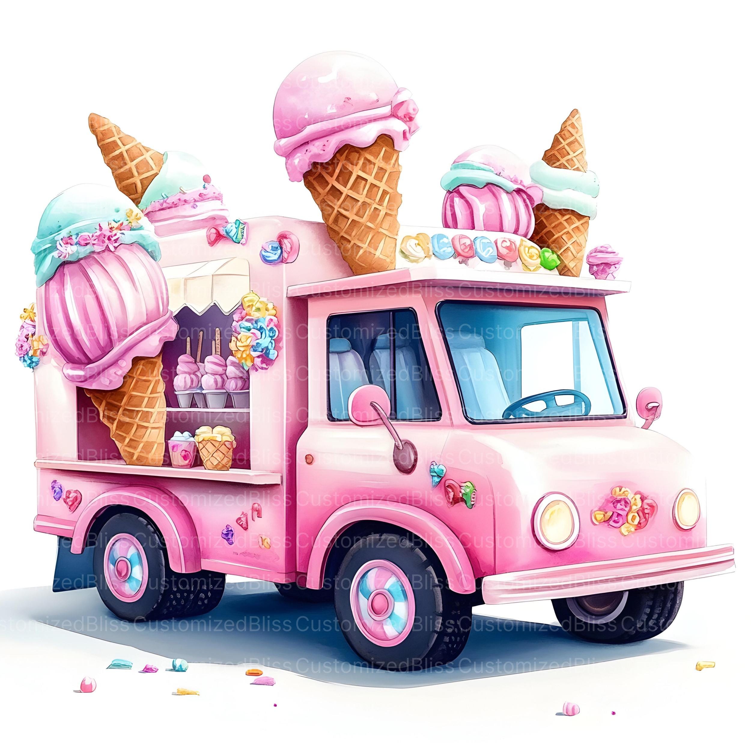 20 Ice Cream Truck Clipart, Ice Cream Clipart, Summer Clipart, High ...