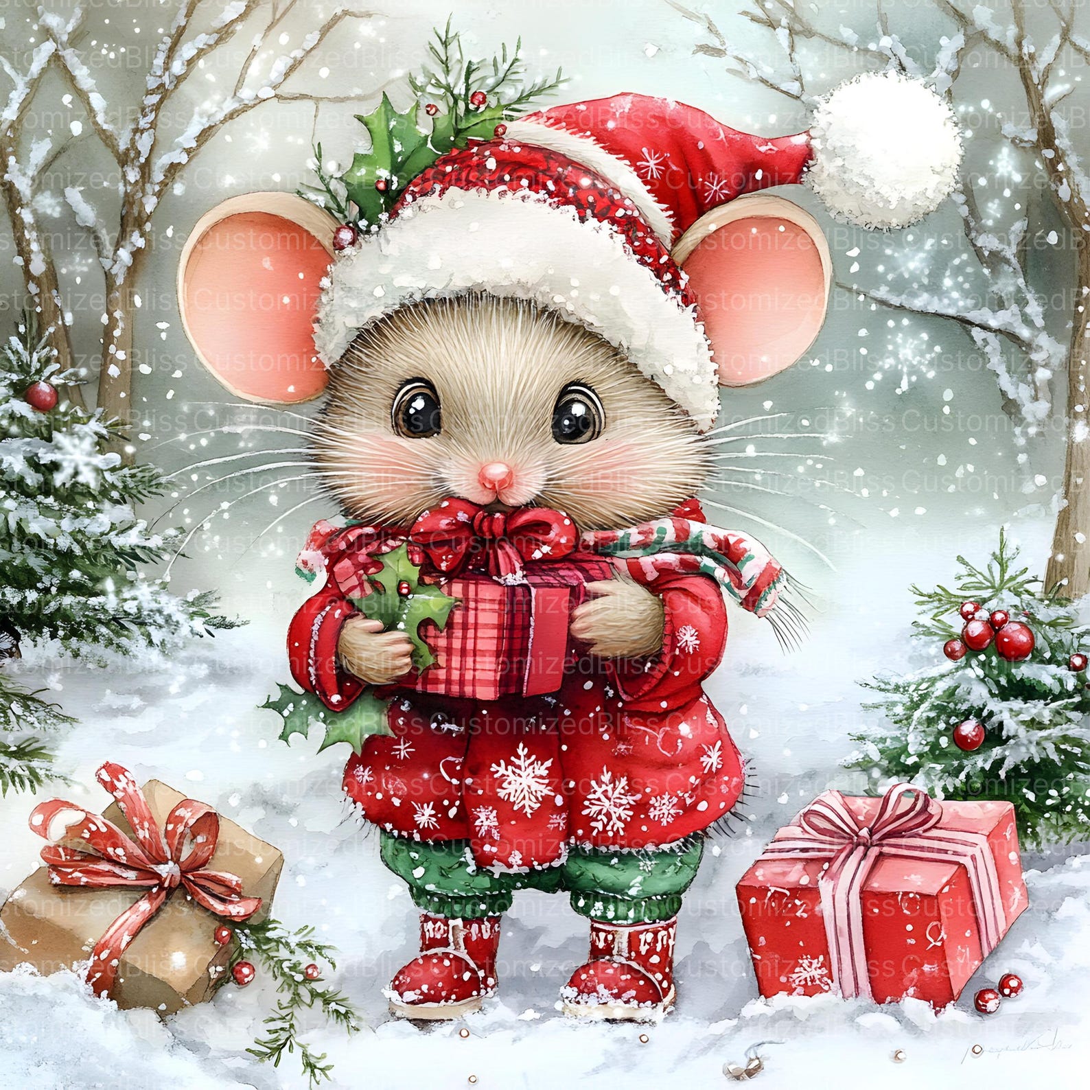 18 Christmas Mouse Clipart, High Quality Jpgs, Xmas Mouse, Mouse Images ...