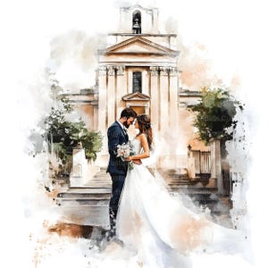 15 Wedding Couple Clipart, Wedding Church, Wedding Clipart, Watercolor ...