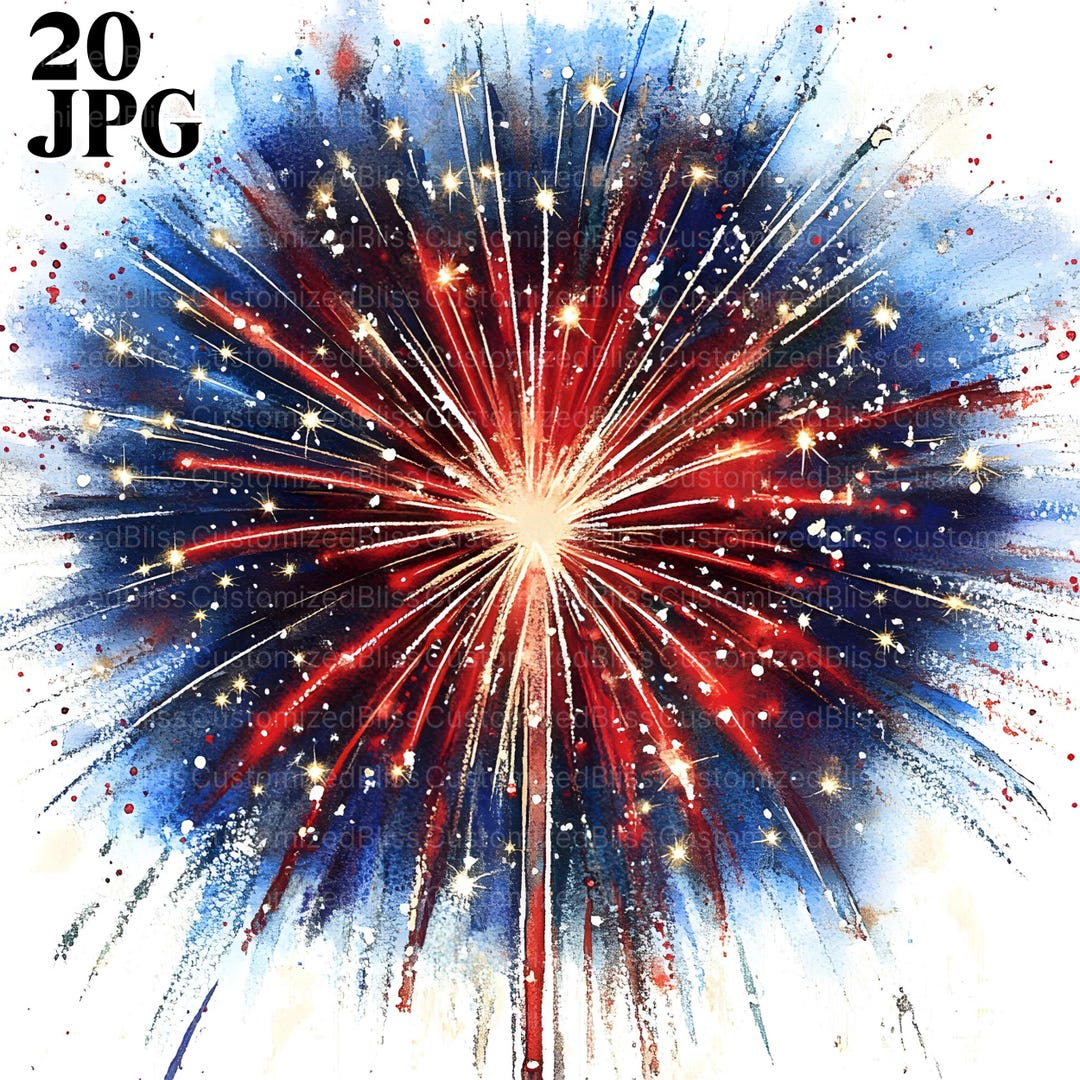 20 Patriotic Firework Clipart, Independence Day, 4th of July, American ...