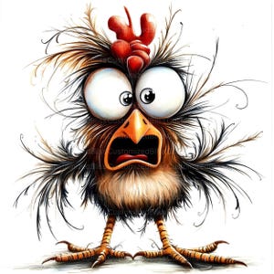 11 Funny Crazy Chicken, Quirky Cartoon Rooster Clipart, Quirky Rooster ...
