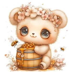 16 Bear With Honey Jar Clipart, Cute Bee Clipart, Teddy Bear Clipart ...