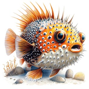 Puffer Fish Clipart, 12 High Quality Jpgs, Pufferfish Clipart, Fish ...