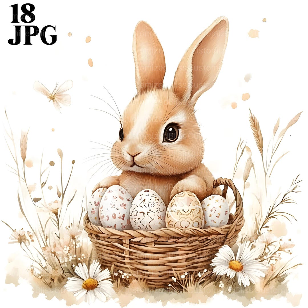18 Easter Rabbit Clipart, Easter Bunny Clipart, Easter Eggs Clipart ...