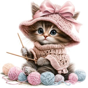 17 Kitten Clipart, Crochet Clipart, Knitting Clipart, Yarn Clipart ...
