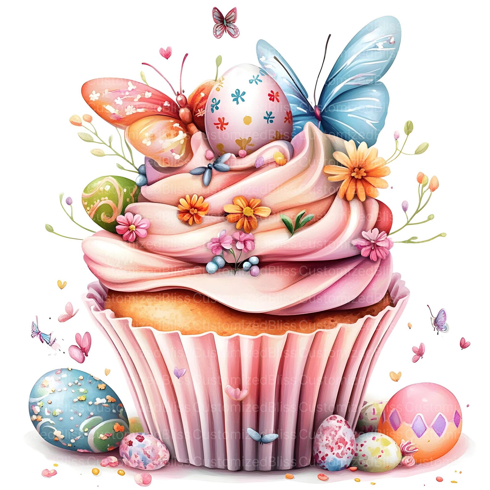 19 Easter Cupcakes Clipart, Easter Eggs Clipart, Easter Clipart, High ...
