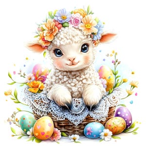16 Easter Lamb, Easter Clipart, Easter Egg Clipart, Easter Prints ...