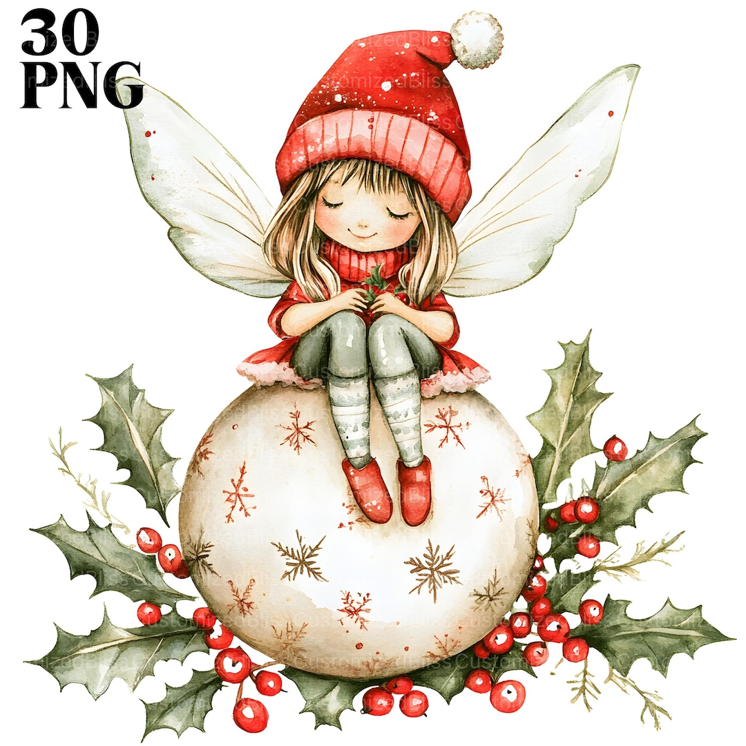 Christmas Fairy Clipart Bundle, Christmas PNG Bundle, Fantasy Clipart ...