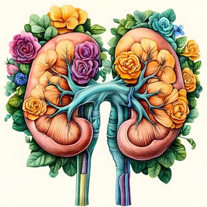 19 Floral Kidneys Clipart, Kidney Flowers Clipart Bundle, Healthcare ...