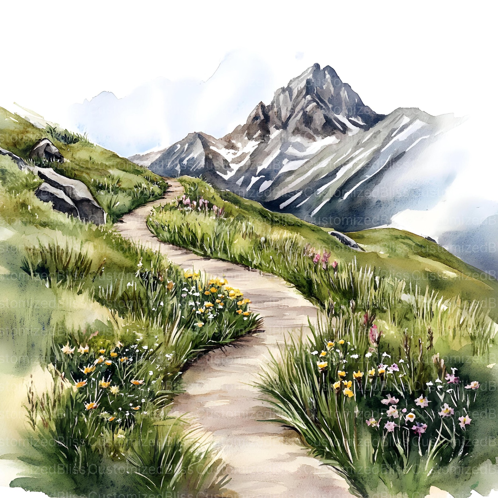 17 Berg Weg Clipart, Berg Clipart, hochwertige JPG, Aquarell Clipart ...