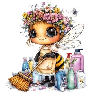 16 Honey Bee Cleaning Clipart, Clean House Grandma Mother's Day Card ...