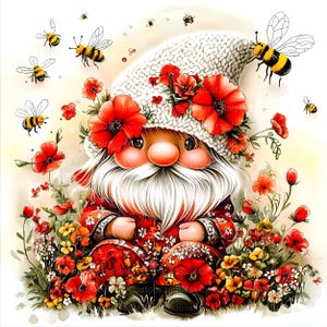 20 Poppy Gnome Clipart, Garden Gnome, Spring Gnome, Summer Gnome, Elf ...