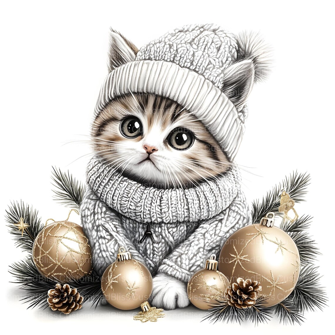18 Christmas Kitten Clipart, Christmas Animals, Christmas Cat ...