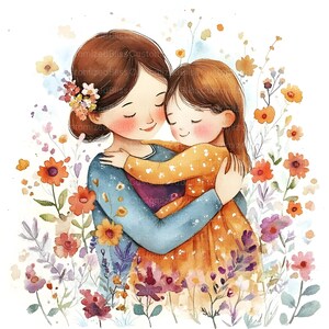 16 Mom and Child With Flowers Clipart Bundle, Mom Clipart, Mother ...