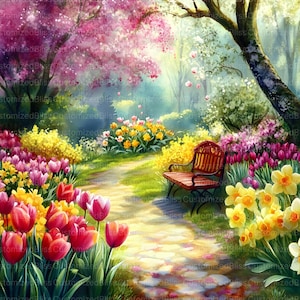 20 Spring Garden Clipart, Spring Garden Digital Paper, Garden Graphics ...
