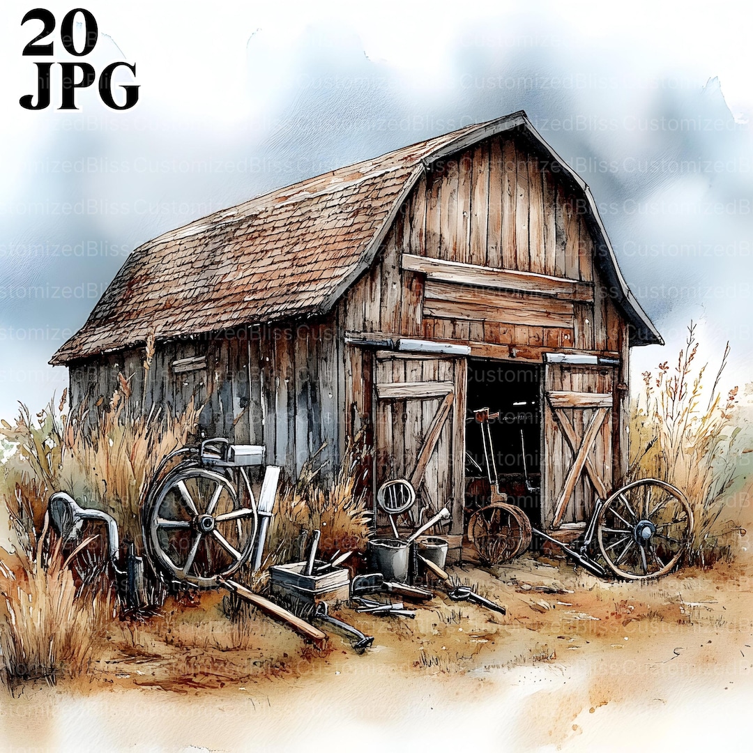 20 Old Barn Clipart, Rustic Barn, Farm Clipart, High Quality JPG ...