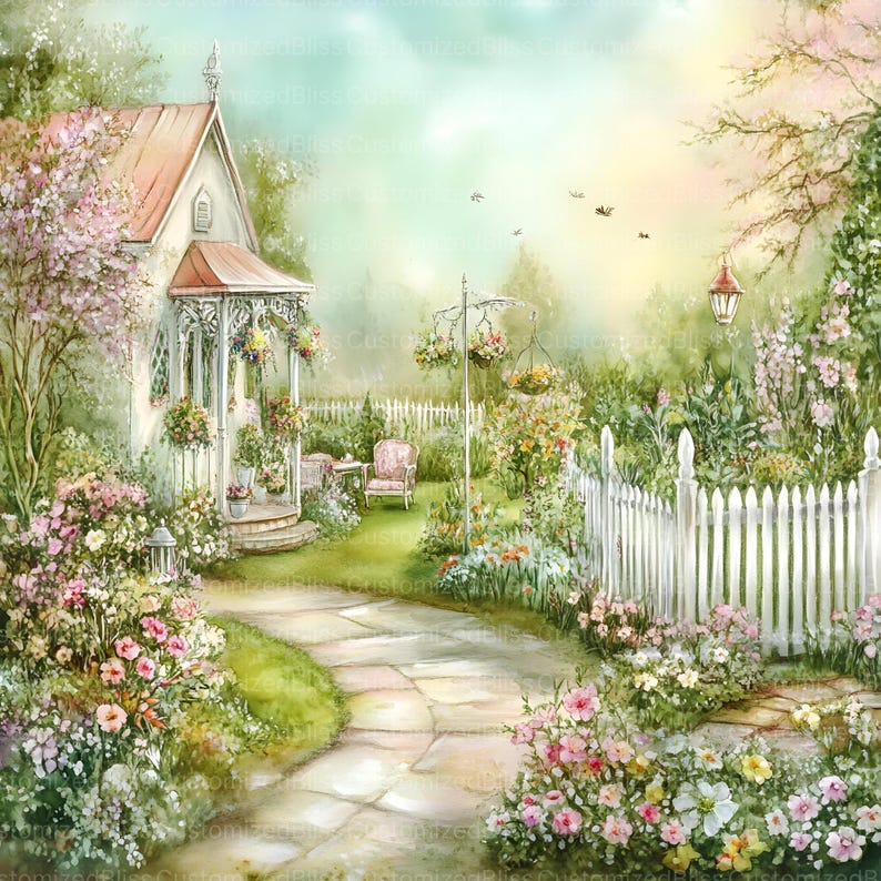 Shabby Chic Spring Garden Clip Art, 20 High Res Watercolor Jpgs for ...