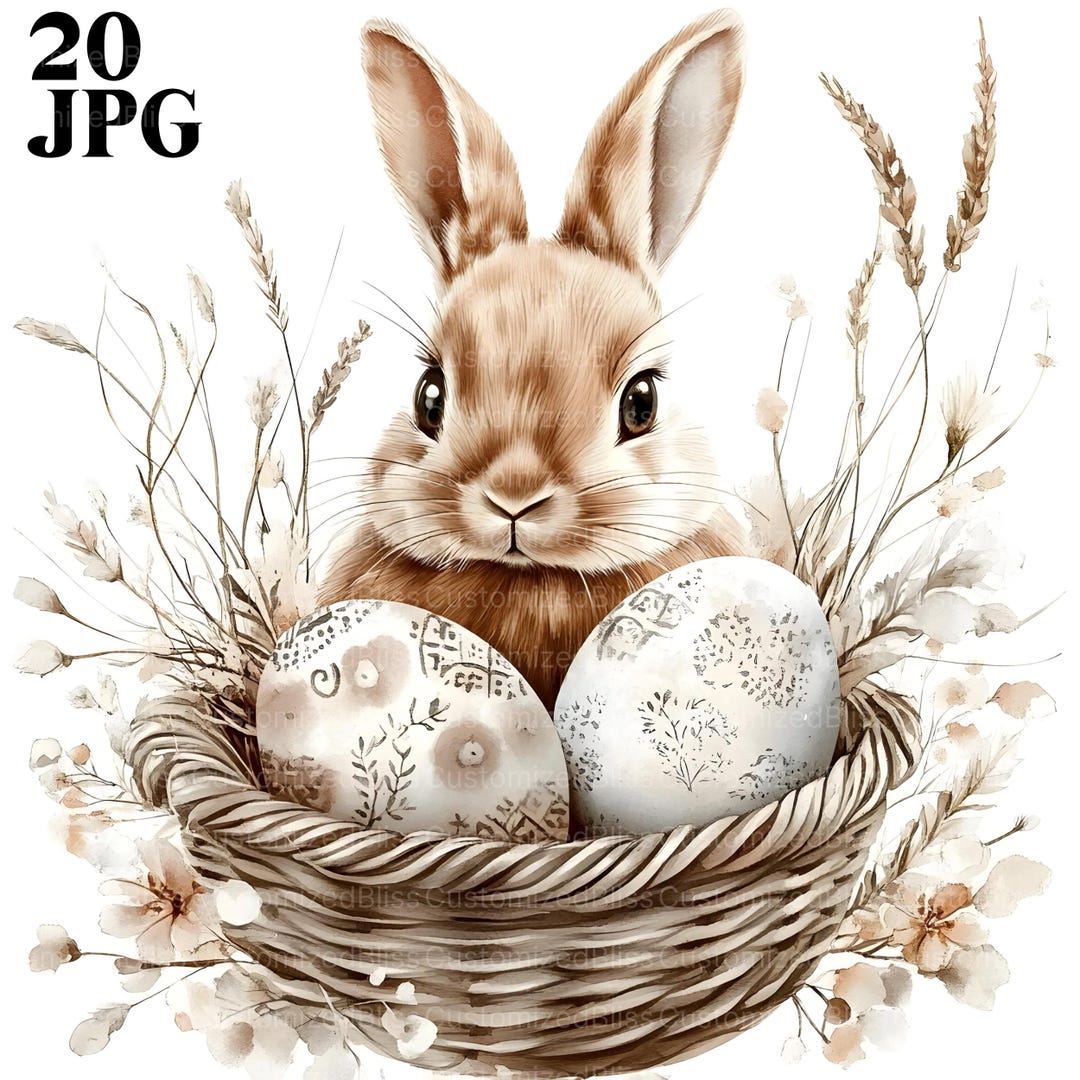 20 Easter Bunny Basket Clipart 2, Easter Clipart, Easter Eggs Clipart ...