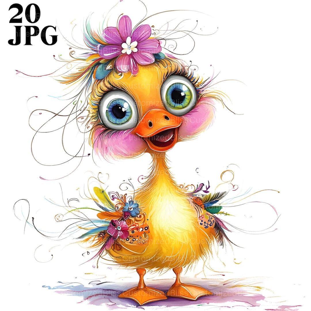 20 Quirky Duck Clipart, Frazzled Duck, Whimsical Duck, High Quality ...