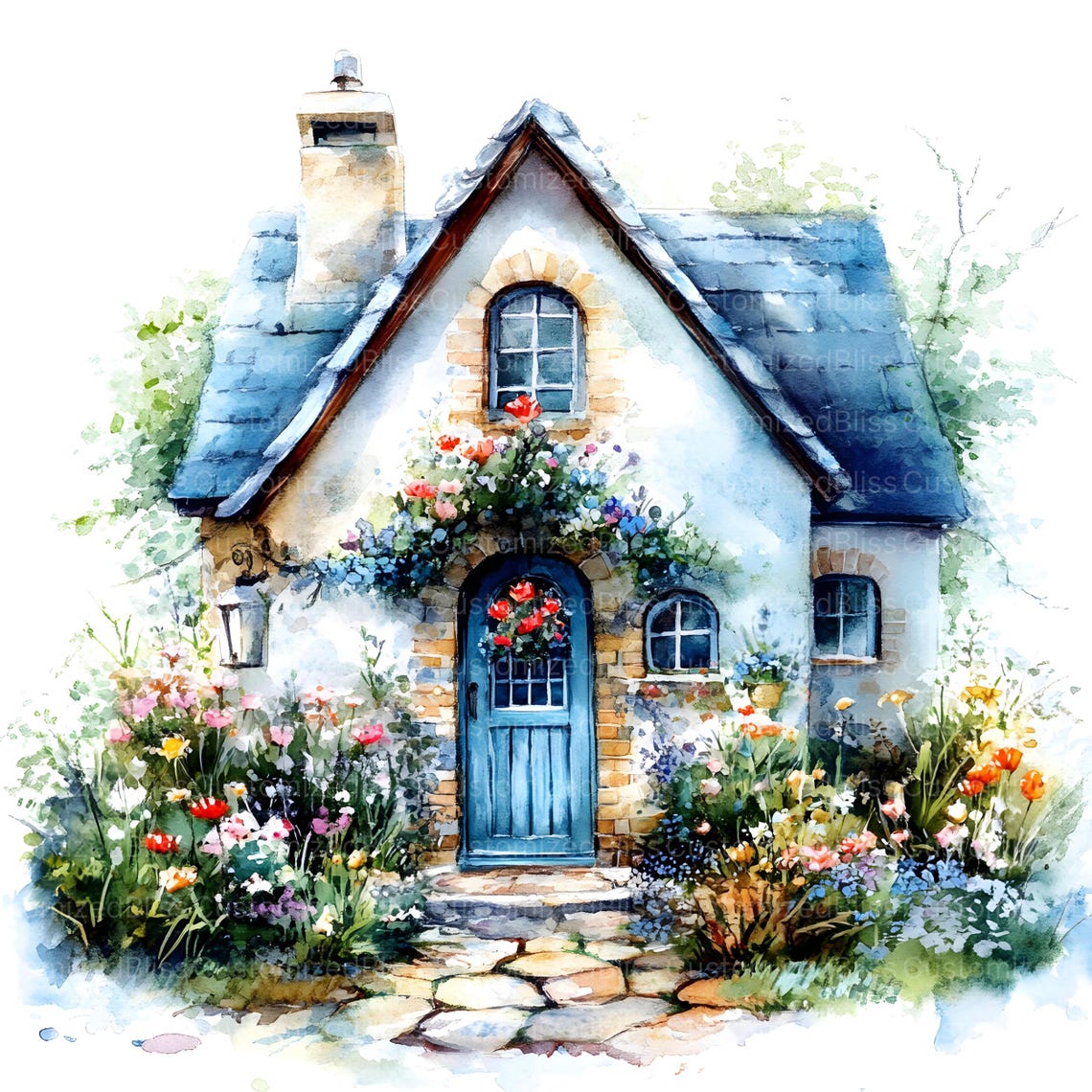 Tiny Floral Cottage Clipart, Cottagecore, House Clipart, 15 High ...