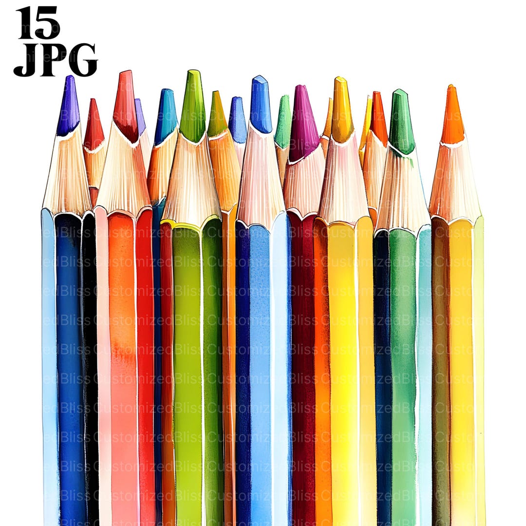 15 Colored Pencils Clipart, Crayons Clipart, High Quality JPG ...