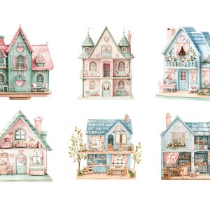 Watercolor Dollhouse Clipart, 30 High Quality Jpgs, Doll House ...