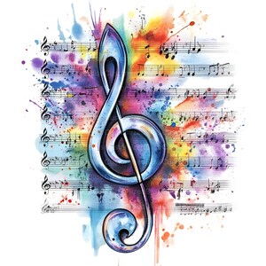 18 Watercolor Music Notes Clipart, Music Clipart, High Quality JPG ...