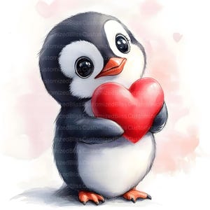 6 Valentine Penguin Clipart Bundle, Valentine Clipart, Romantic Clipart ...