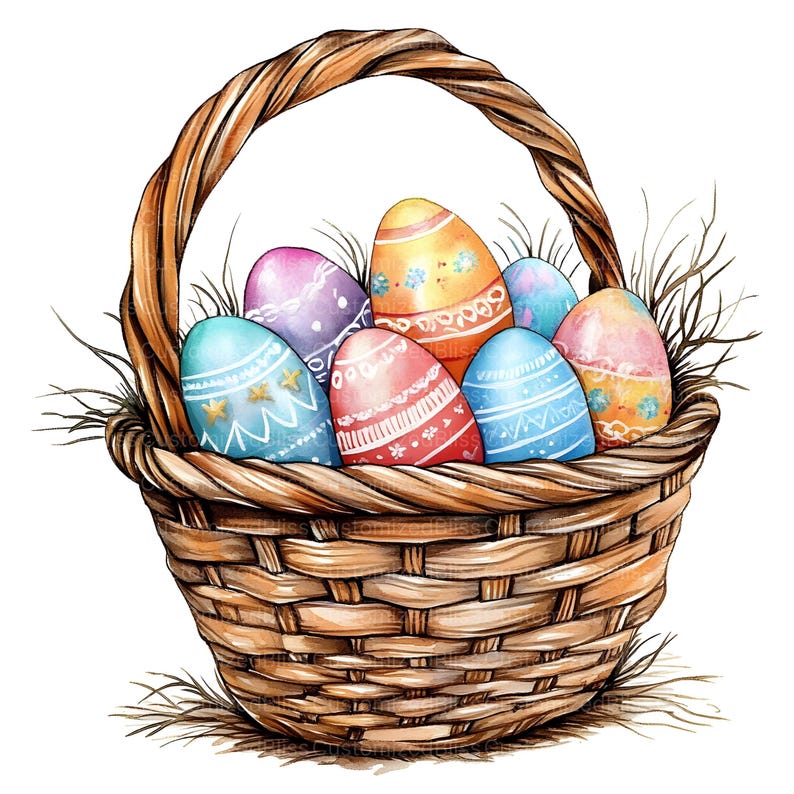 20 Easter Baskets Clipart, Easter Eggs Clipart, Easter Clipart, High ...
