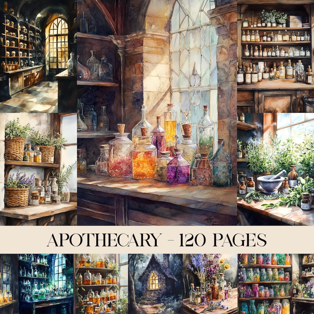 Apothecary Backgrounds, Mystic Potion Junk Journal Pages, Herbal ...