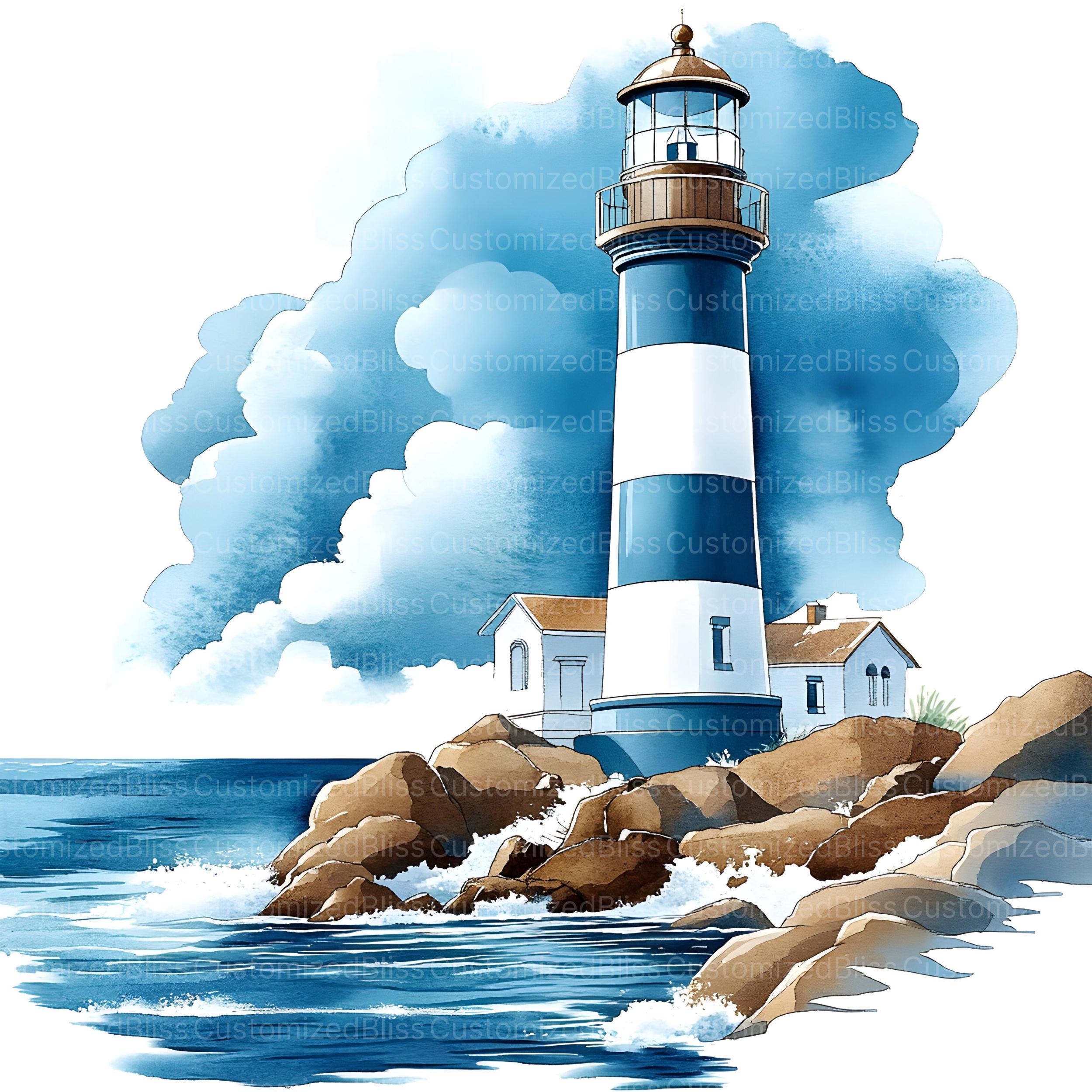 16 Lighthouse Clipart, Nautical Clipart, Beach Clipart Bundle, Sea ...
